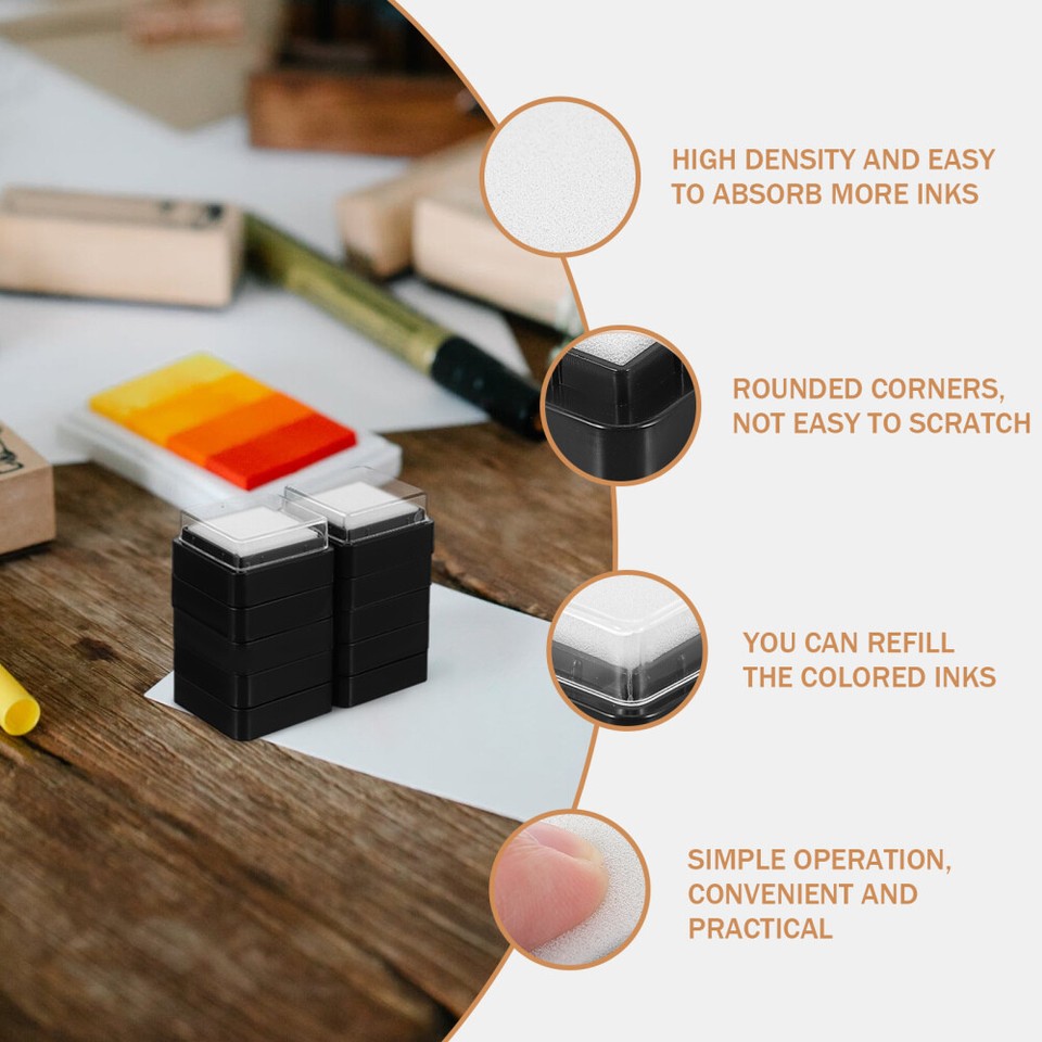 10 Pcs Blank Ink Pad White Empty Ink Pad Craft Ink Pad Stamps | eBay