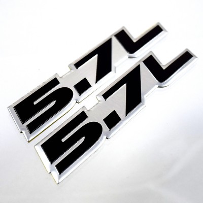 2x Black 5.7L Engine Emblems Badge For Chevy GM SBC 5.7L V8 350 LS1 LS6 ...