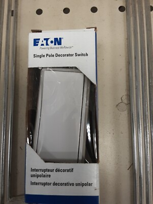 Eaton White Decorator Rocker Wall Light Switch 15A Single Pole 7501W ...