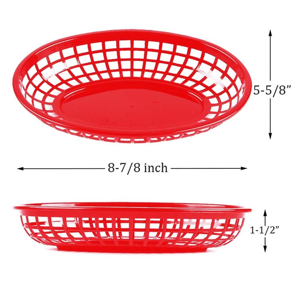 250 Checkered Deli Liners And 30 Red Fast Food Baskets 8.9 X 5.6 X 1.5 ...