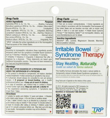 TRP Irritable Bowel Syndrome Therapy Fast Dissolving Tablet 70 Count ...