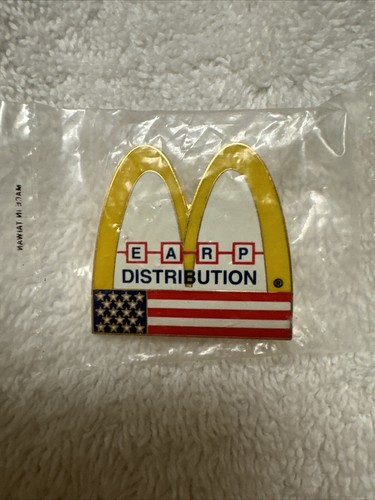 Vtg Mcdonalds EARP Distribution USA Flag Employee Hat Apron Pin Gold ...