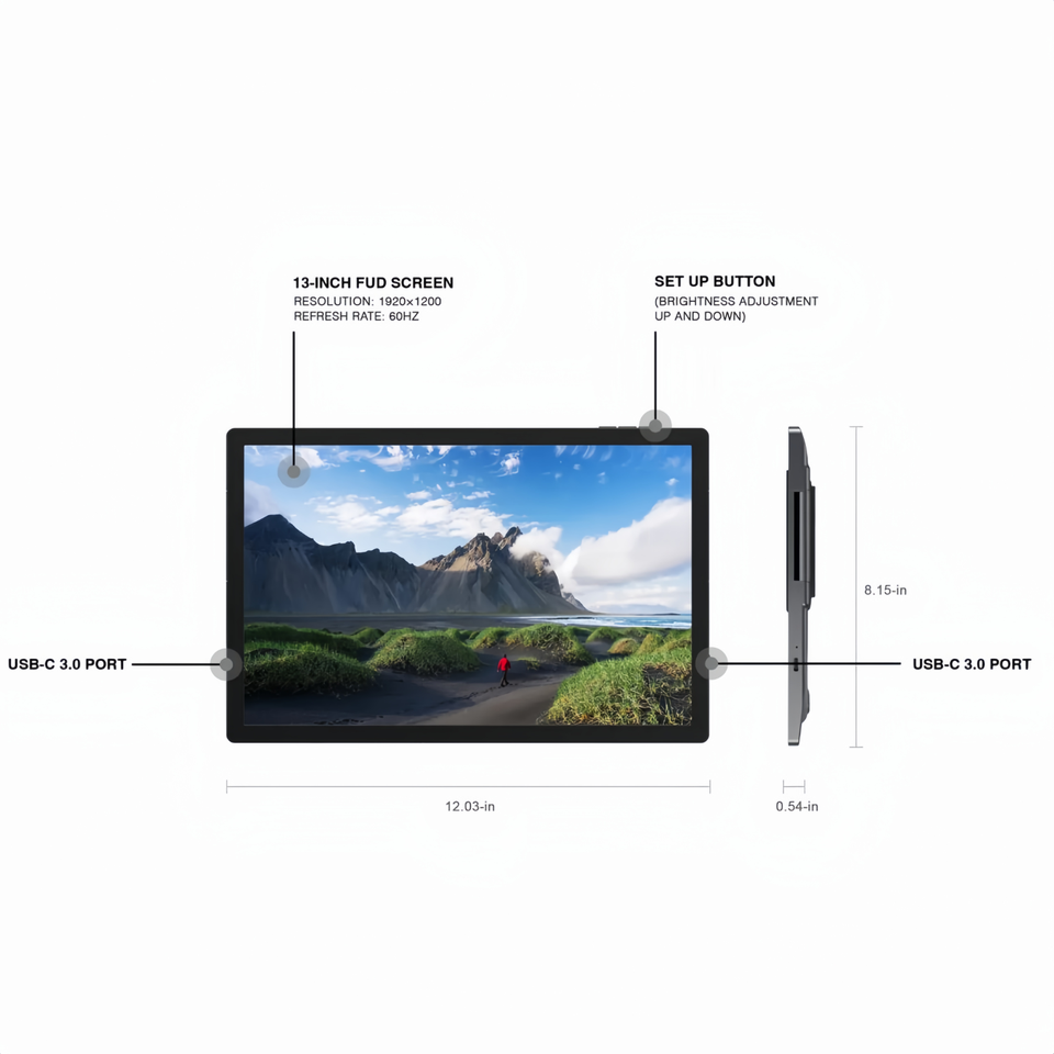 13.3in Multi-screen Portable Three screen Foldable triple Monitor 1920* ...