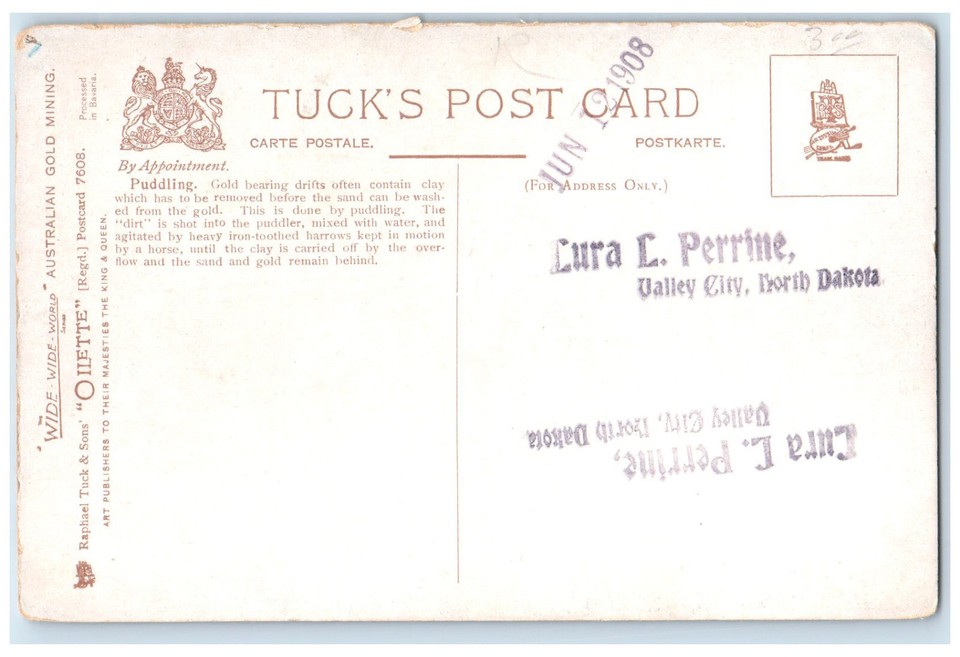 1908 Puddling Australian Gold Horse Carriage Australia Oilette Tuck Art ...