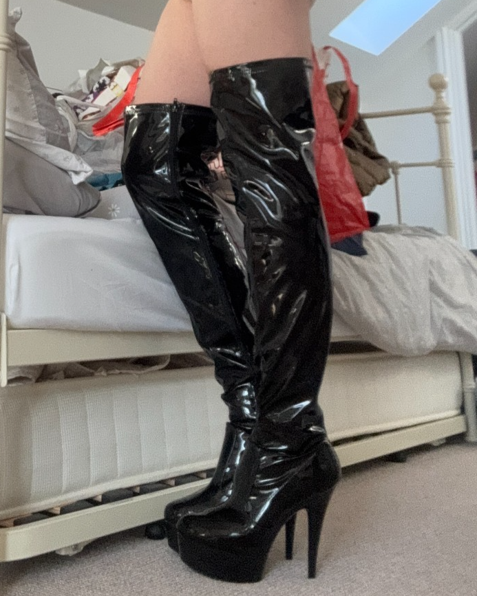Thigh High Patent Leather PVC Boots, Size UK 9 | eBay UK