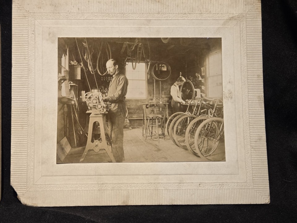 Antique Bicycle Shop Interior Vintage Photos 2 c.1900 Cabinet Cards ...