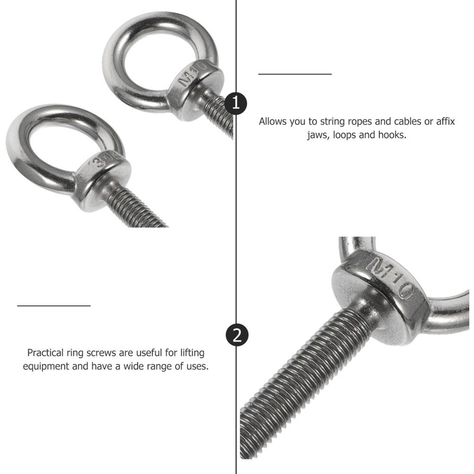 2 Pcs Heavy Duty Lifting Eye Nut Screw Eyes Stainless Steel Device ...