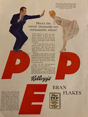 Kellogg's Pep Bran Flakes, Reginald Denny, Laura La Plante, Vintage ...