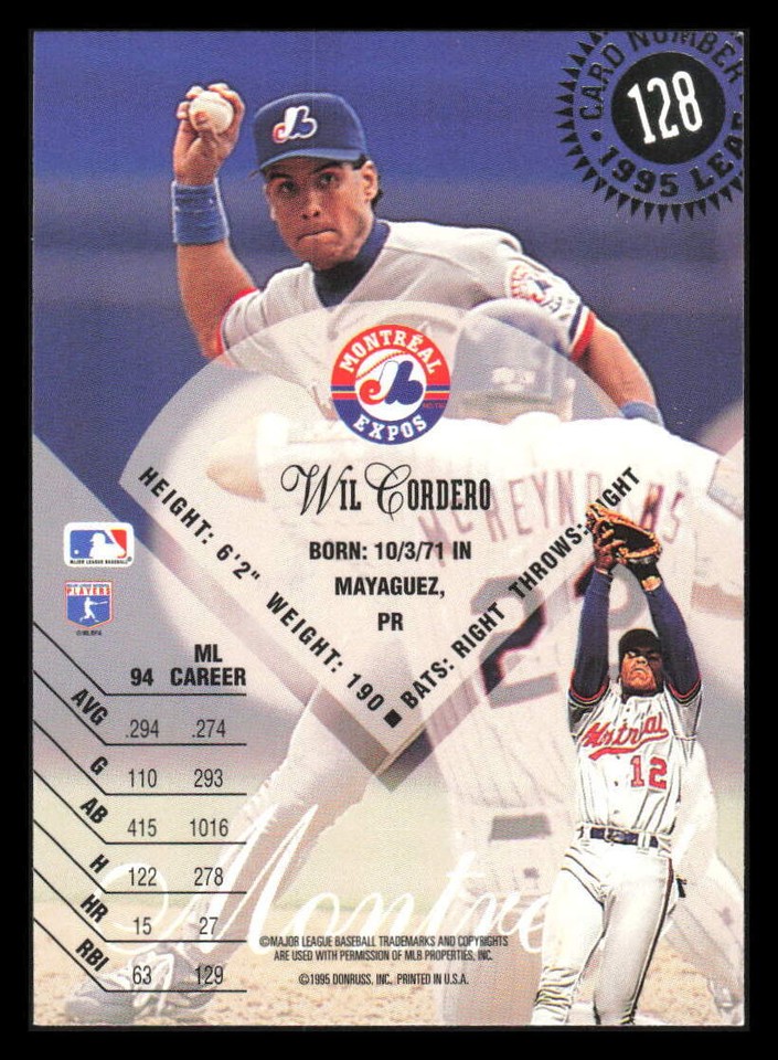 1995 Leaf #128 Wil Cordero Baseball Card | eBay