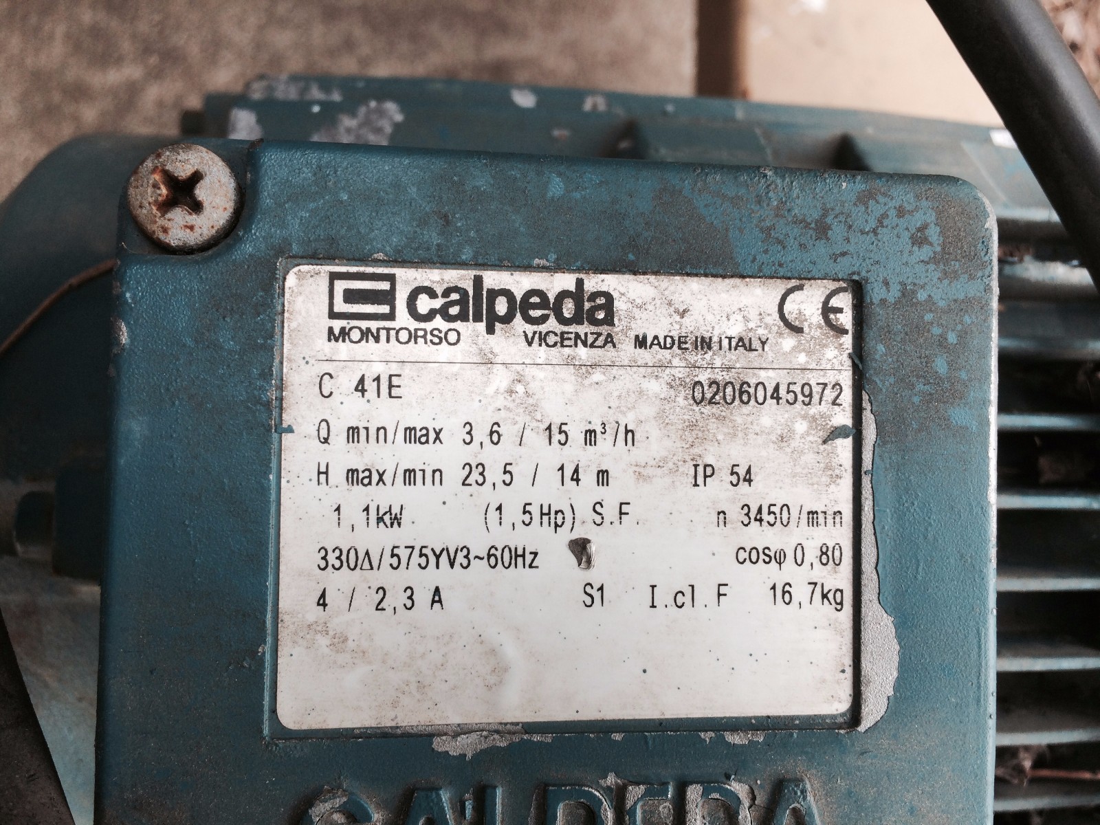 CALPEDA C4/1E 1.1 kW CENTRIFUGAL PUMP motor | eBay