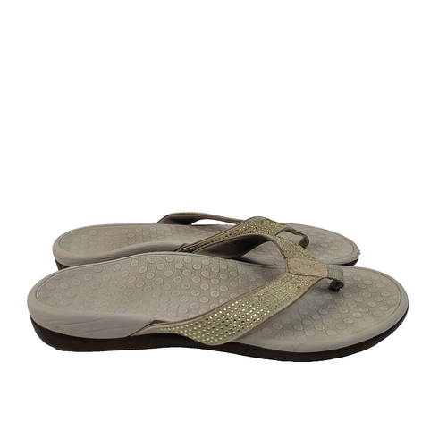 Vionic Tiders Rhinestones Womens Size 8 Wedge Champagne Flip Flop ...