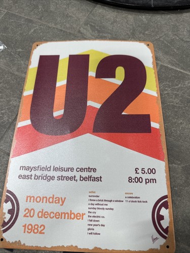 U2 1982 TOUR belfast CONCERT metal wall SIGN | eBay