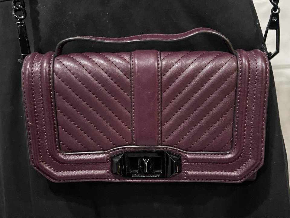 Rebecca Minkoff Mini Love Quilted Leather Crossbody Bag Burgundy | eBay