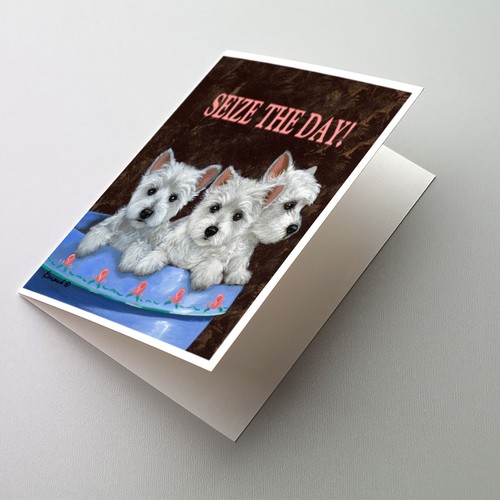 Caroline's Treasures Westie Seize the Day Greeting Cards Envelopes Pack ...
