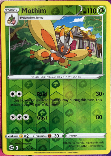 Mothim Reverse Holo Rare - 011/172 - Brilliant Stars Pokemon 2022 | eBay