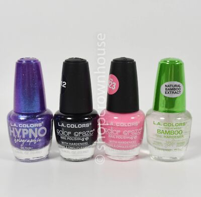 Lot of 4 L.A. Colors Nail Polish-WANDERER-CIRCUITS-FANTASTICAL-BAMBOO ...