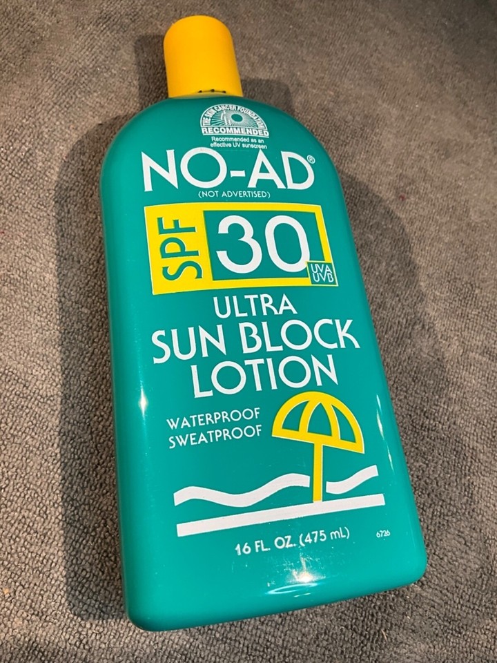 💫 NO-AD Ultra Sun Block Lotion - SPF30 - Water & Sweat Proof - Vintage ...