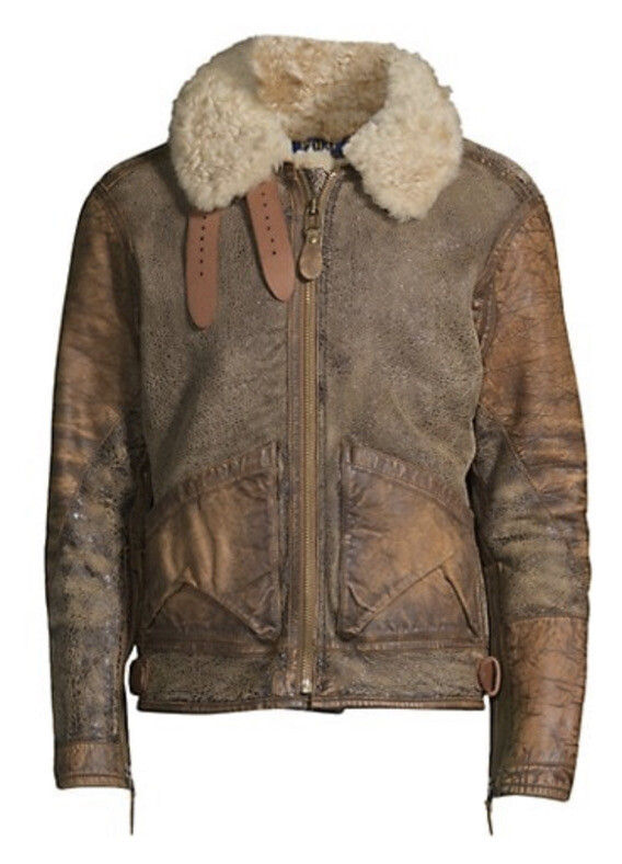$2498 Polo Ralph Lauren X-Large Brown Shearling Bomber Jacket RRL ...