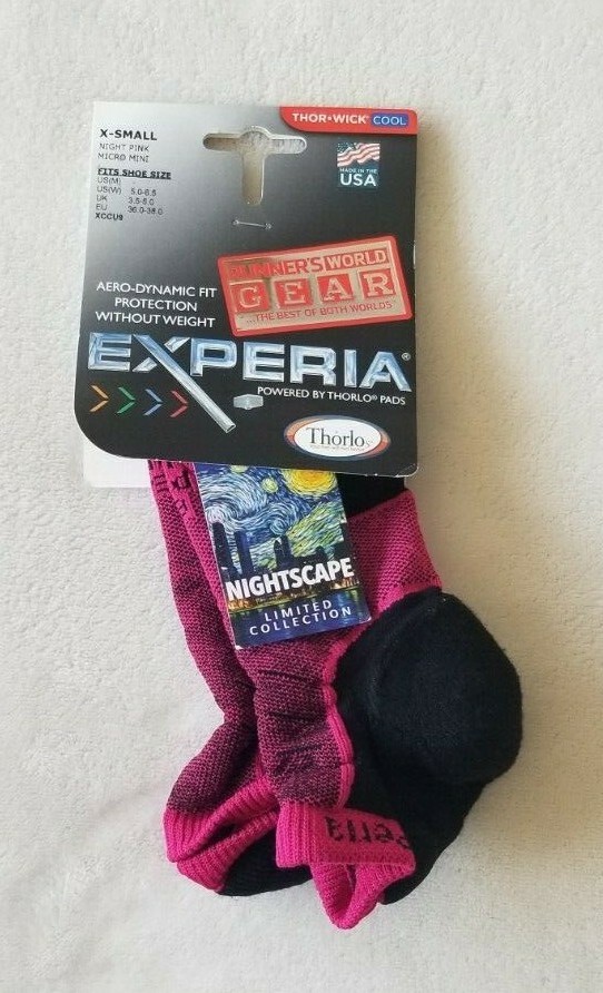 Thorlo Experia Powered Women's Night Pink Sport Socks XCCU9 Size XS ...