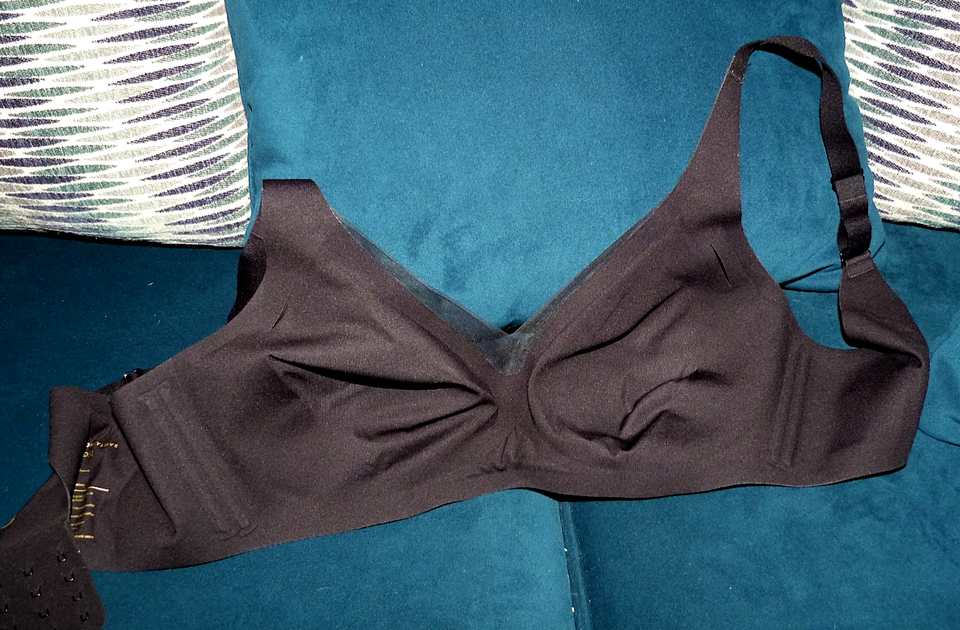 Honeylove Black Crossover Bra Wireless 36D/DD V Neck Mesh Smoothing | eBay