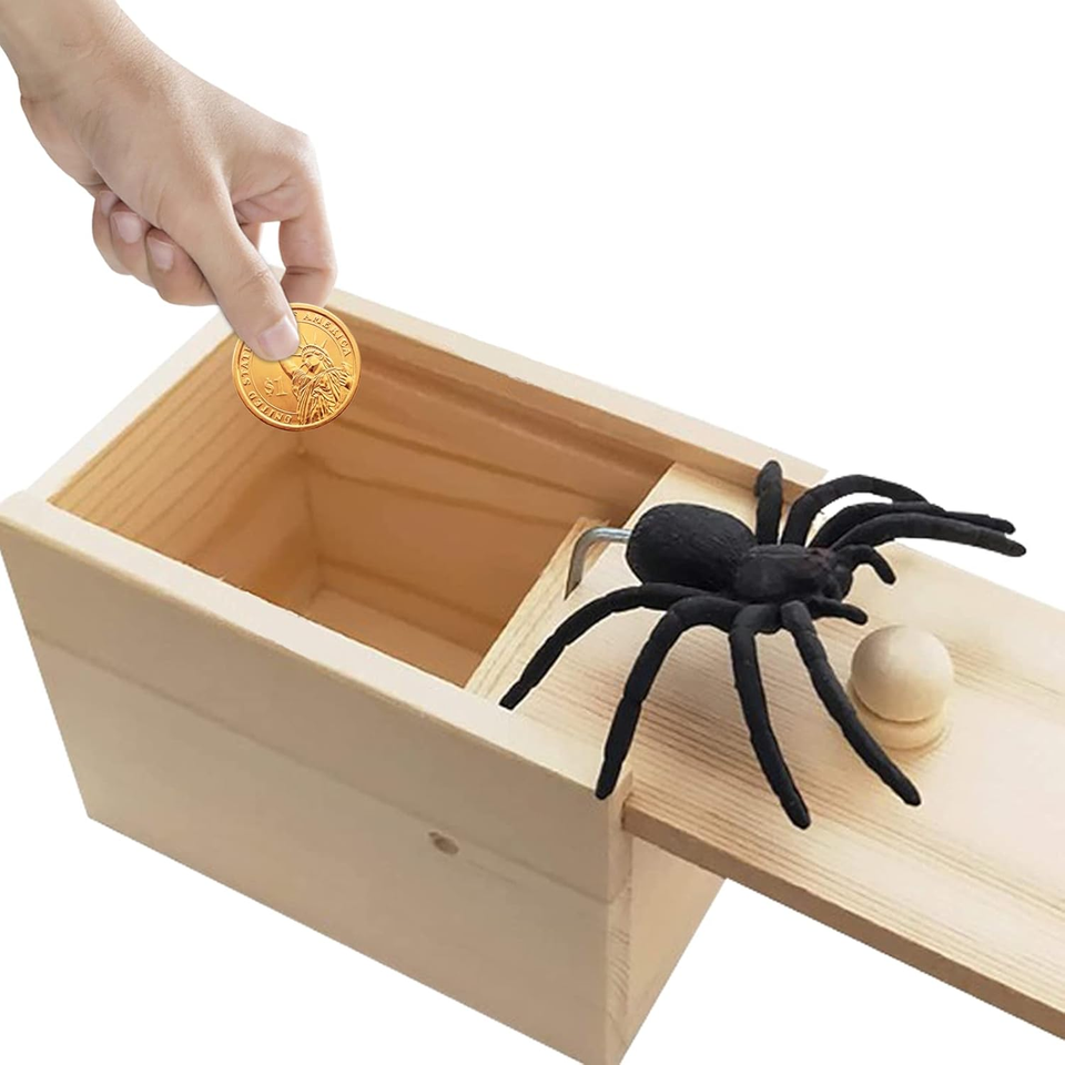 Fake Spider in a Box Prank Gift for Adults Kids,Handmade Wooden Pop Out ...