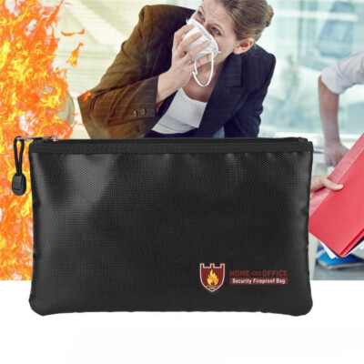 Fireproof Waterproof Document Bag Secret File Protect Pouch Cash Money ...