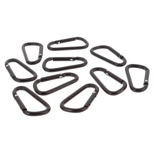 10Pieces Black D Shaped Aluminum Alloy Carabiner Hook Keychain ...