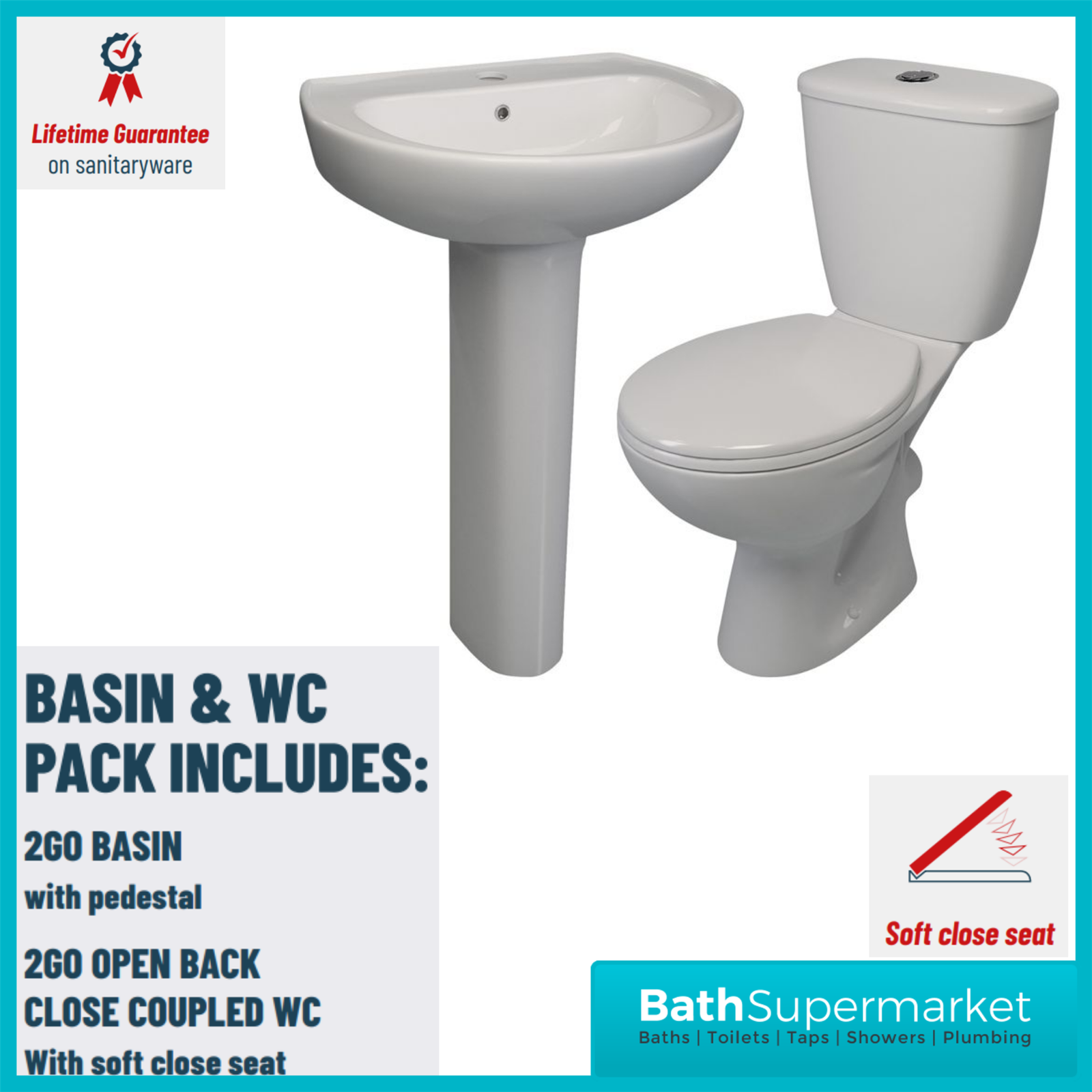 Modern Toilet WC Pan Cistern And Basin Sink Pedestal Set Ceramic ...