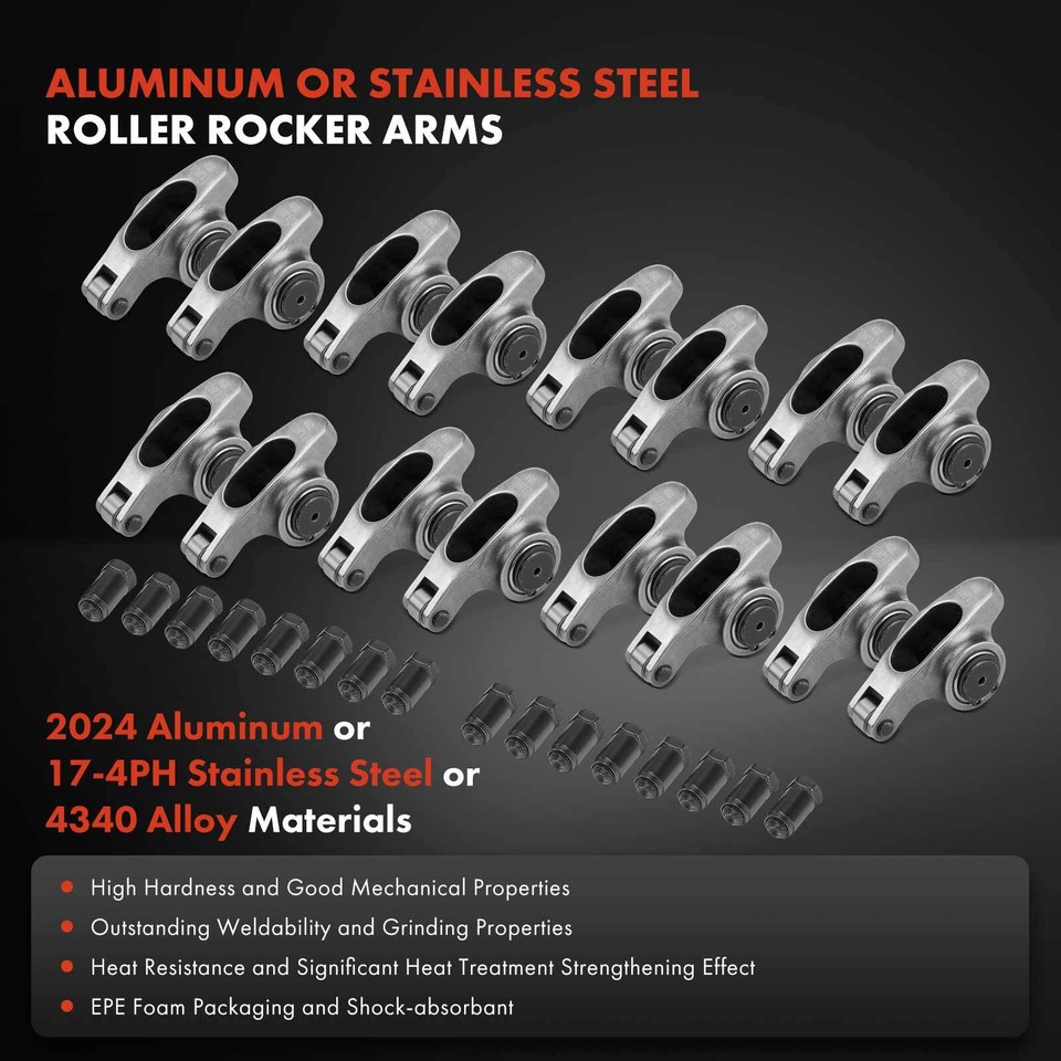 16x 17-4PH Roller Rocker Arms for Ford 302 351C Cleveland 460 1.73 ...