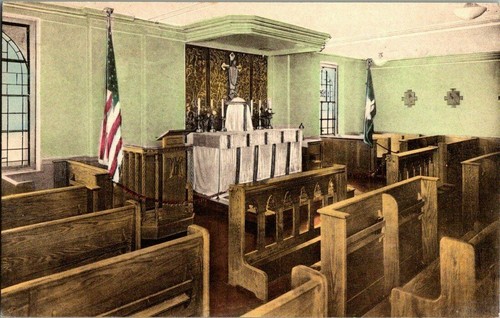 1920'S. ROCKY HILL, CONN. INTERIOR, CATHOLIC CHAPEL. HAND COLORED ...