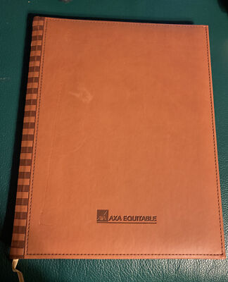 New, AXA EQUITABLE Brown Leather Notepad Lined With Page Marker Ribbon ...