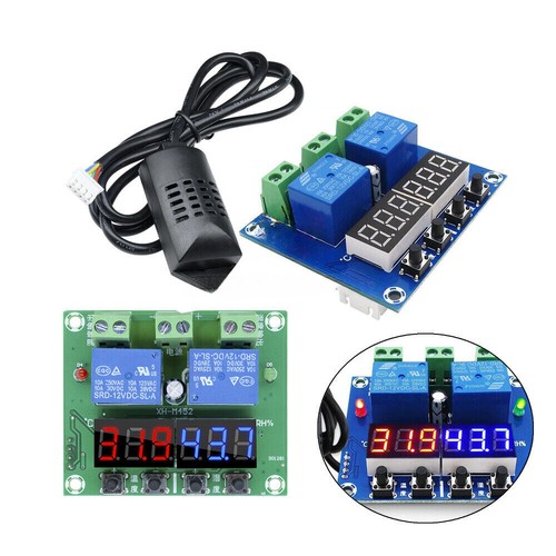 DC 12V XH-M452 Dual Digital LED Temperature Humidity Control Thermostat ...