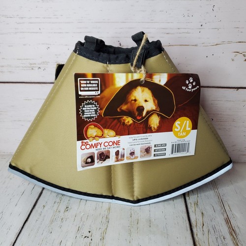 COMFY CONE Dog Soft Collar SMALL LONG Tan Beige Pets Puppy Surgery ...