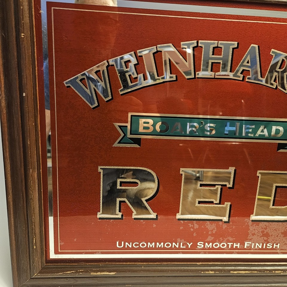 Vintage Weinhard’s Blue Boar Red Lager Beer Mirror Sign Handing Man ...