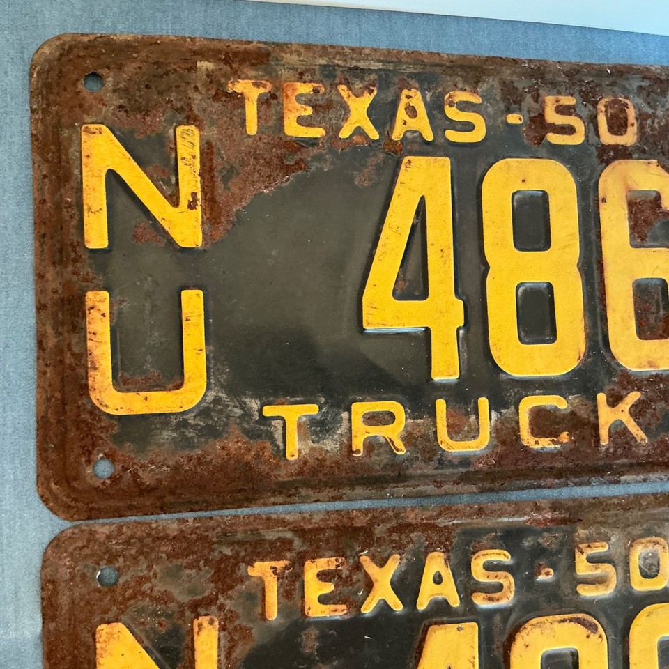 1950 TEXAS TRUCK LICENSE PLATES NU486 | eBay