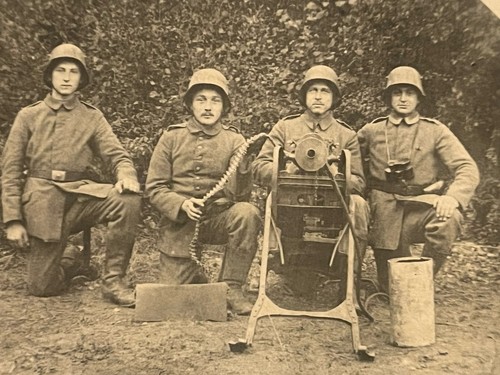 RPPC WW1 German Machine Gun Squad 08 With Camouflaged Helmets | eBay