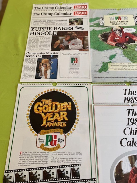 Vintage PG TIPS CHIMPS Calendars. 1988 - 1992 inc. Duplicates. 7 of ...