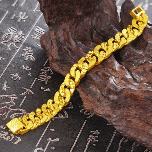 Matte Gold Bracelet 24K Gold Filled Men Bracelet Wedding Fine Bracelet ...