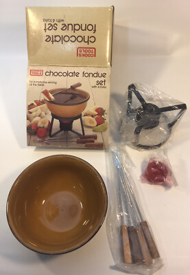 Cooks Tools Chocolate Fondue Set 4 Forks Candle Retro Collectors Vtg ...