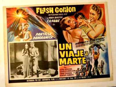 Mexican Lobby Card Larry Buster Crabbe Flash Gordon Serial "Trip to ...