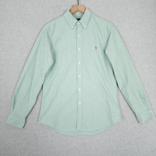 Ralph Lauren Shirt Mens Medium Green Slim Fit Oxford Flesh Pony Button ...