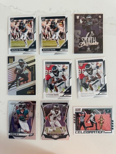 DeVonta Smith 9 Card Lot NFL RC Sliver Prizm Certified Absolute Elite ...