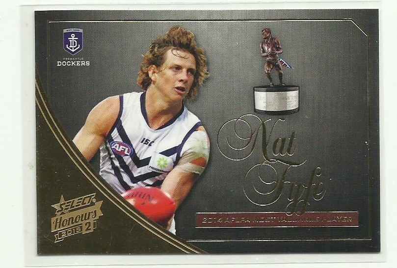 2015 SELECT HONOURS 2 AFLPA MOST VALUABLE PLAYER FREMANTLE NAT FYFE MW5 ...