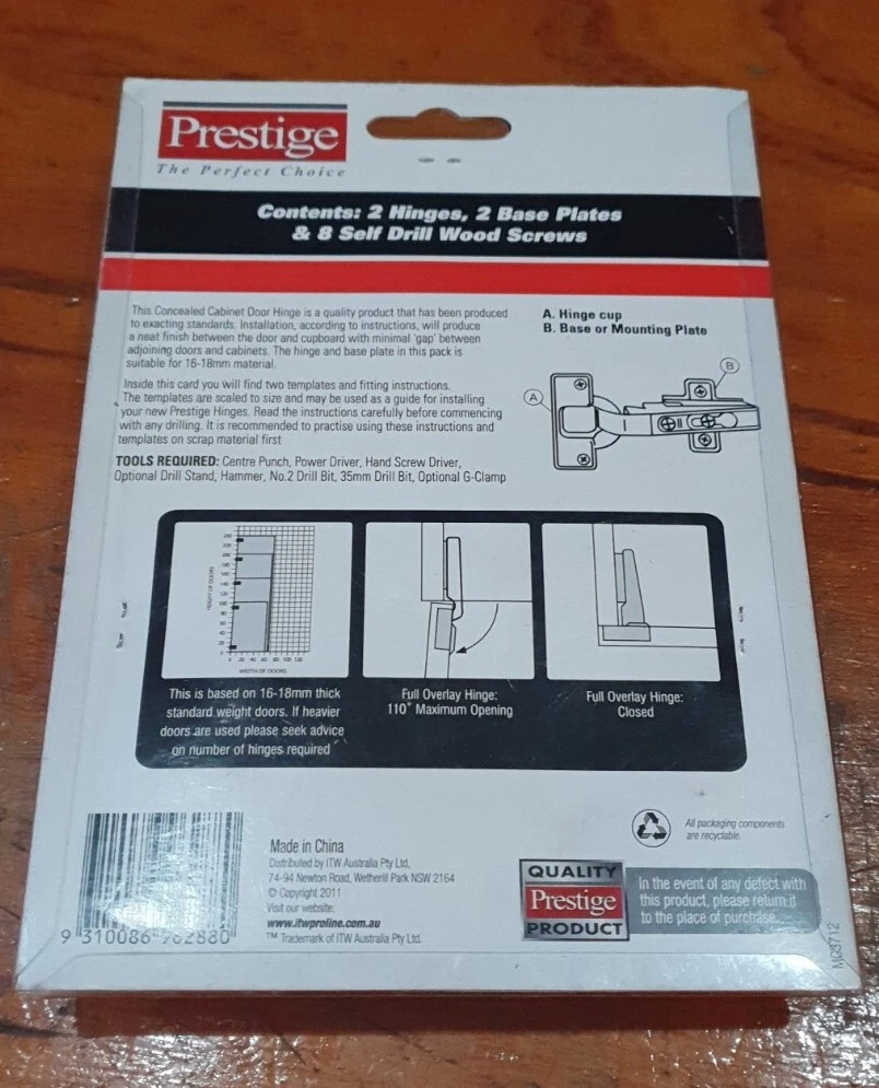 Prestige Cabinet Hinge Full Overlay | Cabinets Matttroy