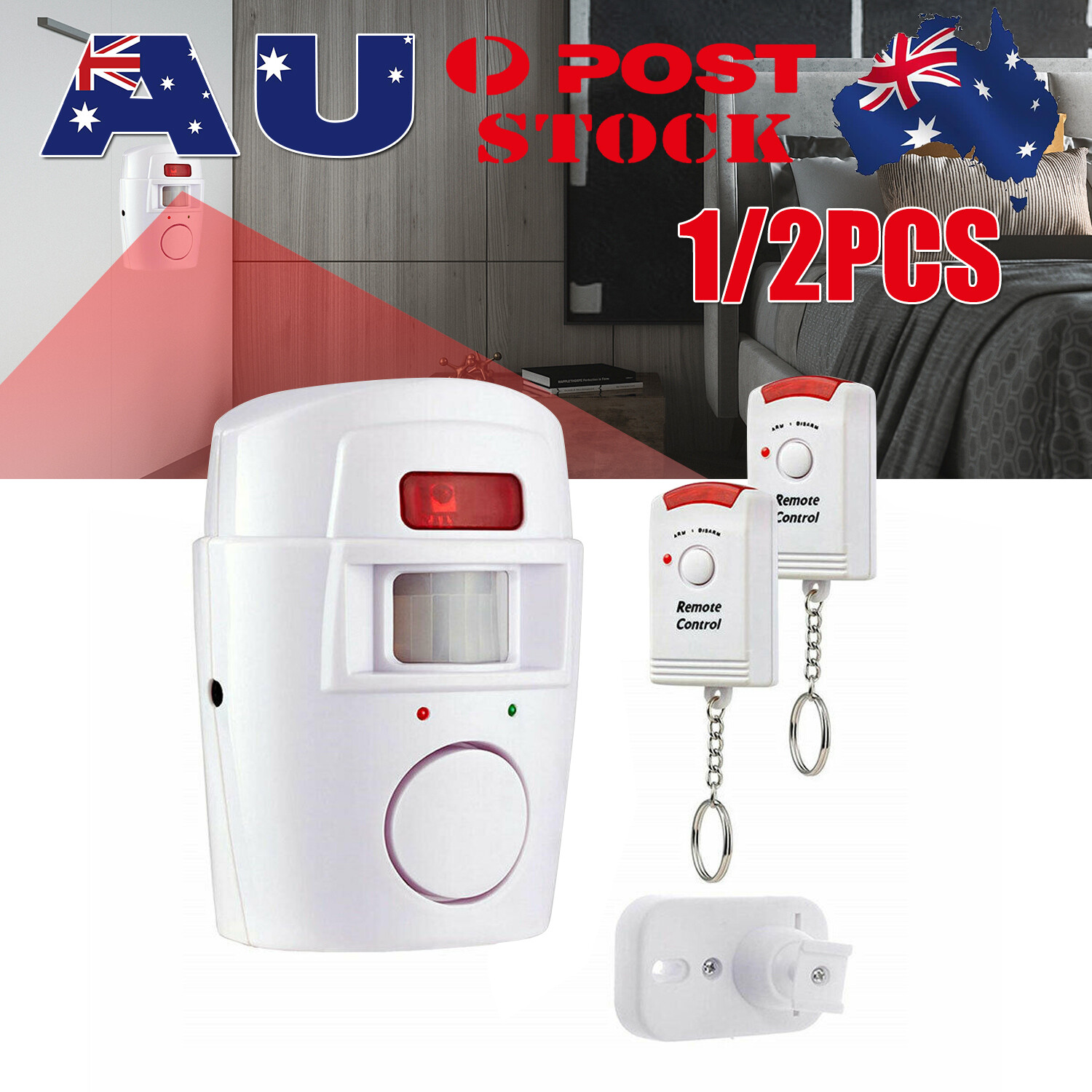 2PCS Wireless Home Security Alarm System Infrared Motion Detector Alert ...