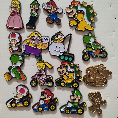 Super Mario Collector Pins Full Series 1 And Mario Kart Set of 16 ...
