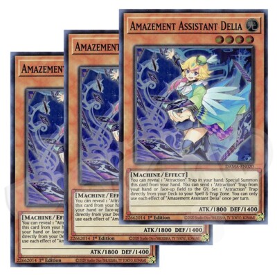 Yugioh - Amazement Assistant Delia x 3 - 1st Edition Super Rare NM ...