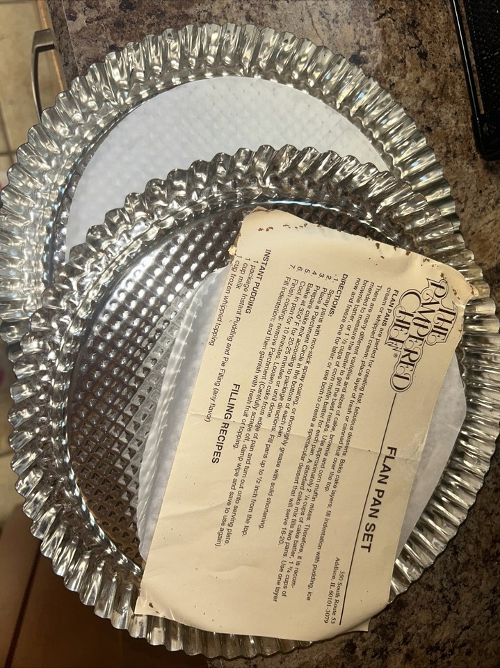 Pampered Chef Set of 2 Metal FLAN PANS Baking Pans #1700 Recipe ...