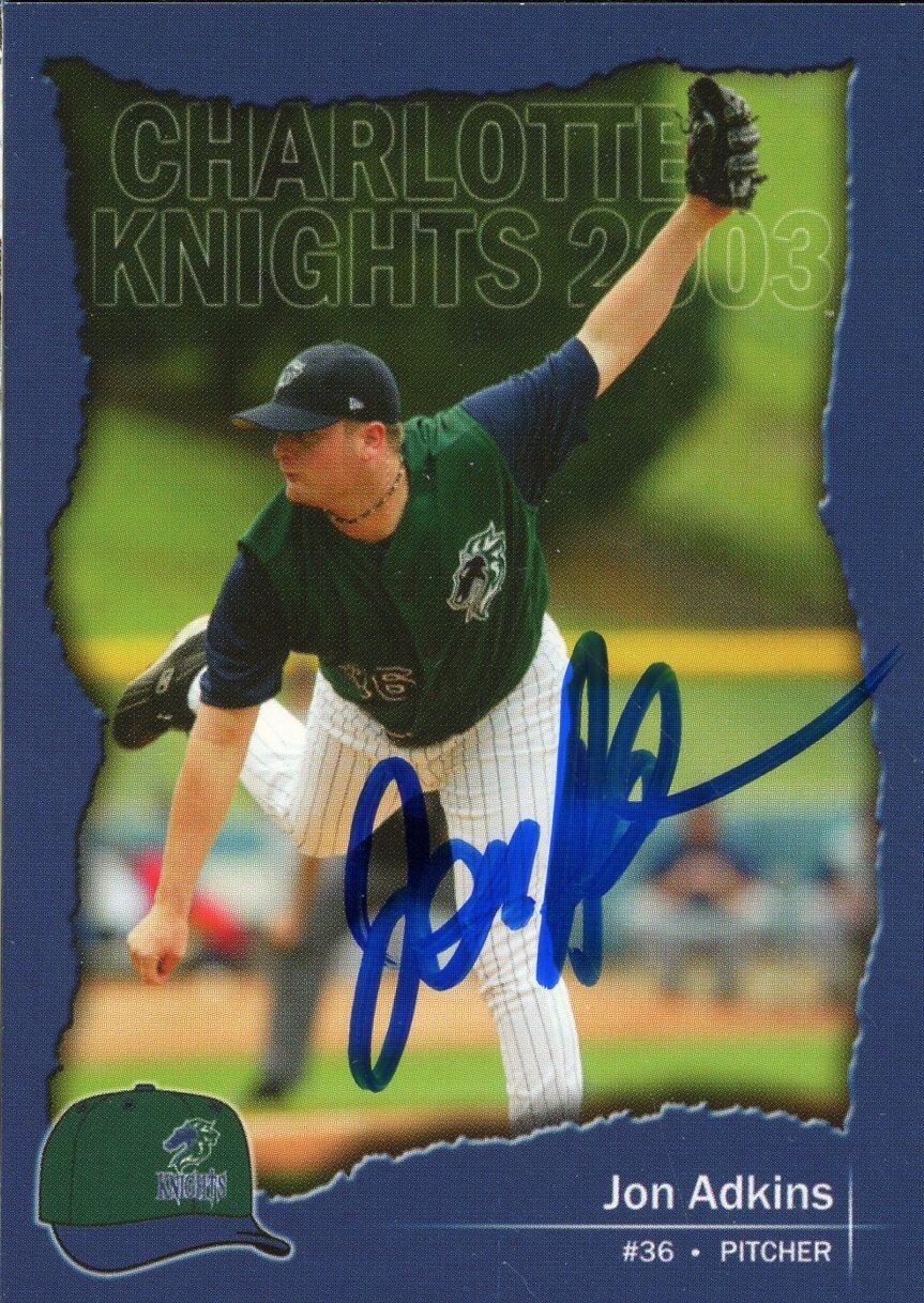 2003 Charoltte Knights JON ADKINS Signed Card autograph AUTO white sox ...