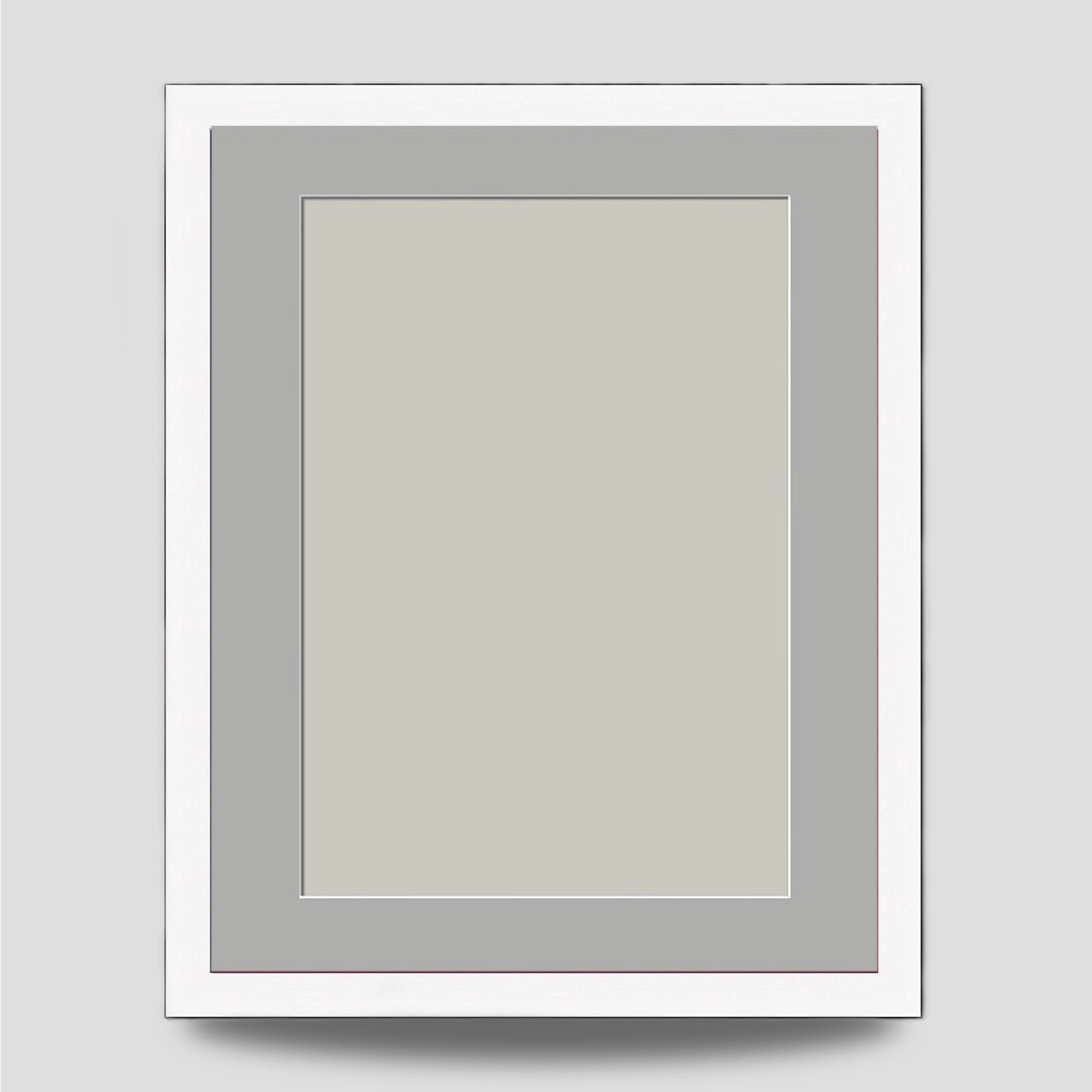 WHITE 14x11 PHOTO FRAME incl LIGHT GREY Mount for A4 PICTURE ART CRAFT ...